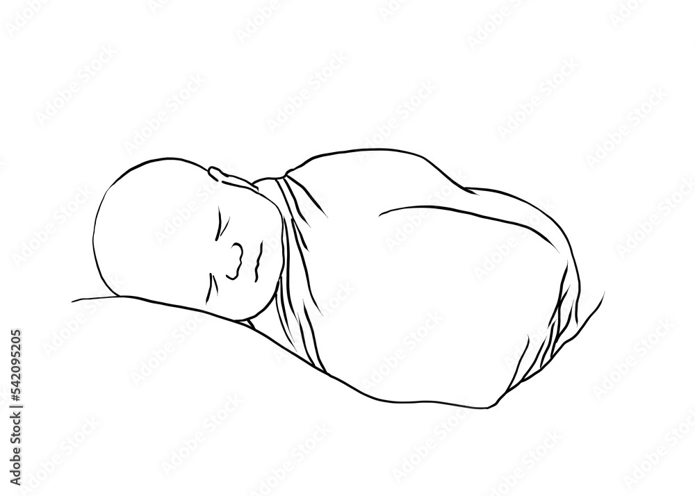 Newborn Line Art - Oh baby, child birth, birthday baby shower, one line ...