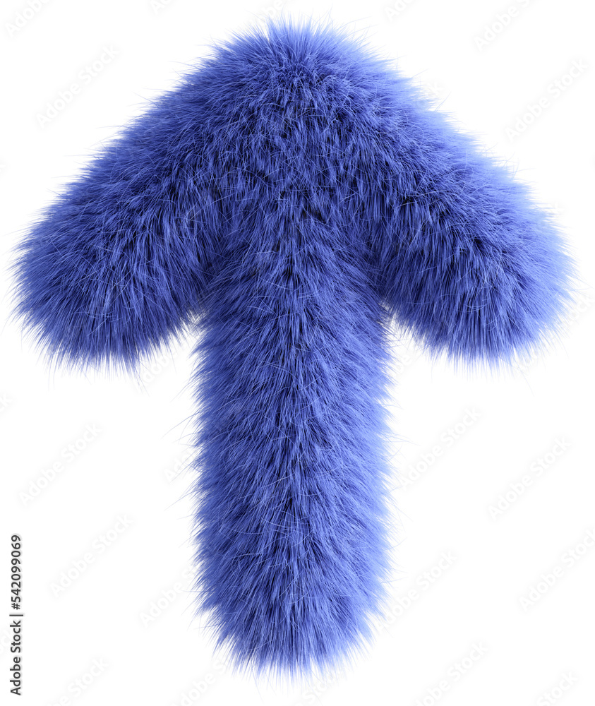 Blue 3D Fluffy Symbol Arrow Top. 3d render illustration isolated on ...