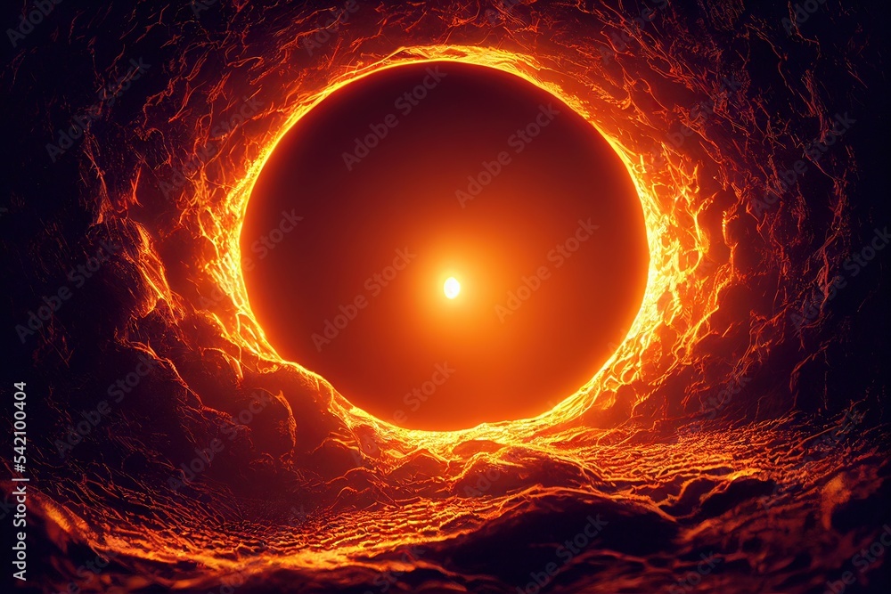 3D rendered computer generated image of Christian hell. A hellish ...