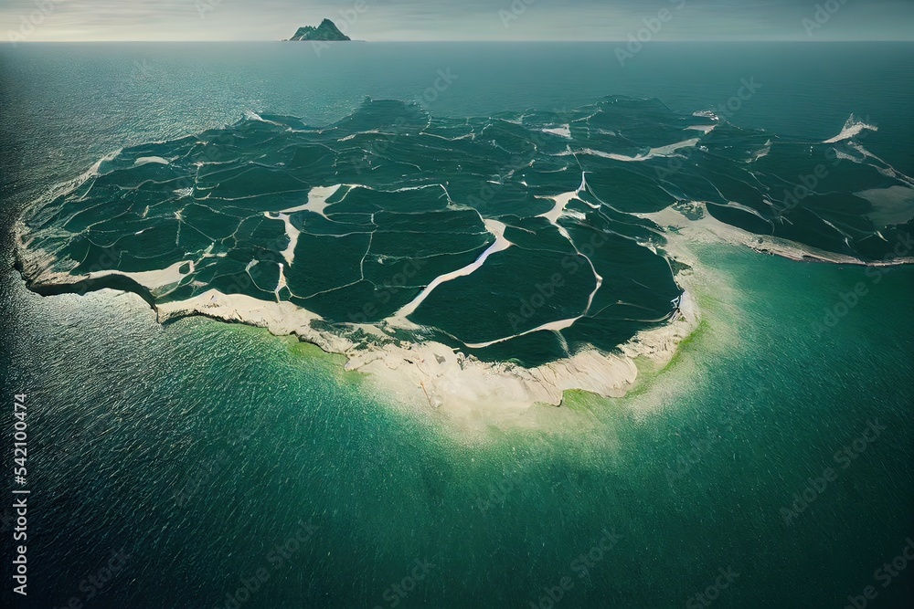 3D rendered computer generated image of a tropical deserted island ...