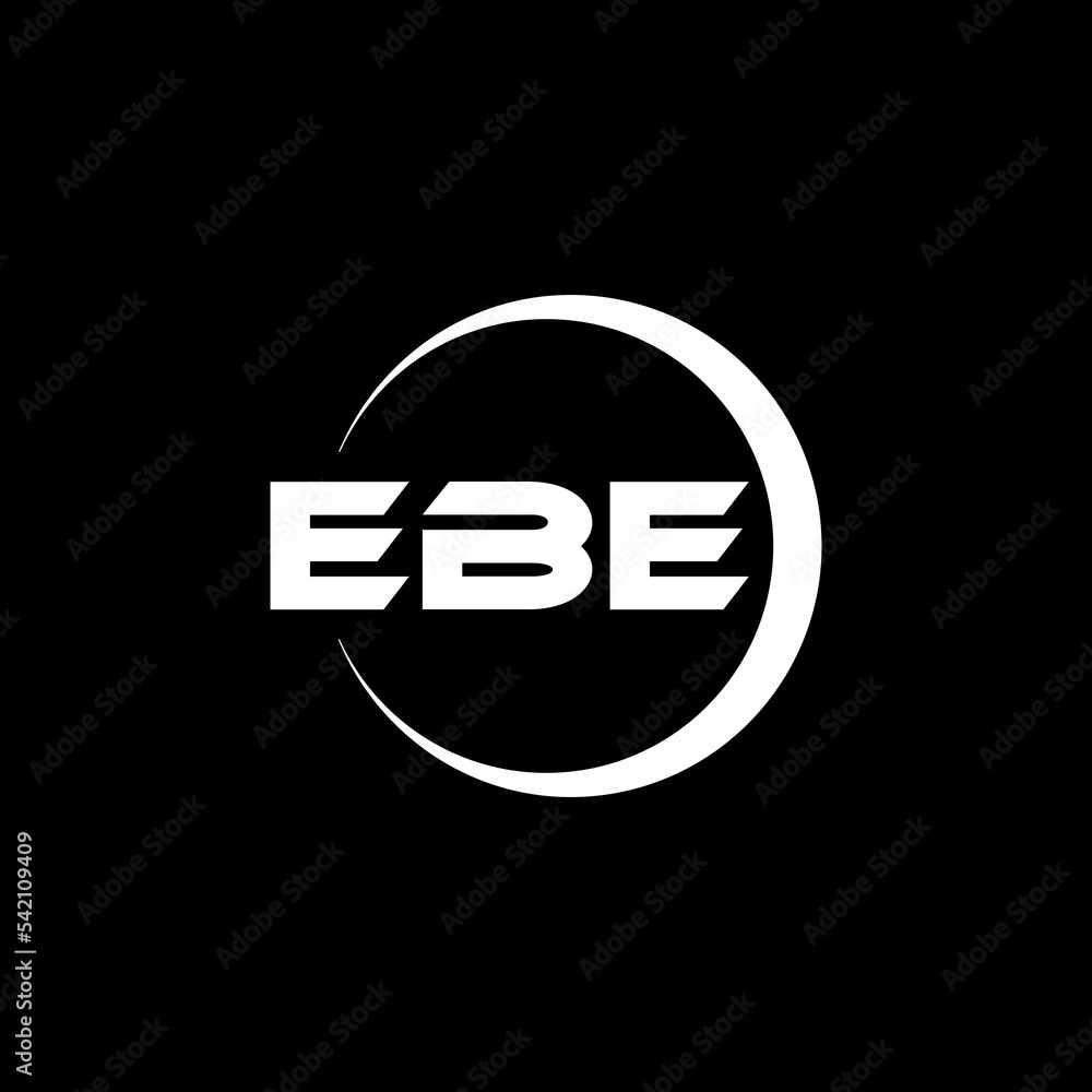 EBE letter logo design with black background in illustrator, cube logo ...
