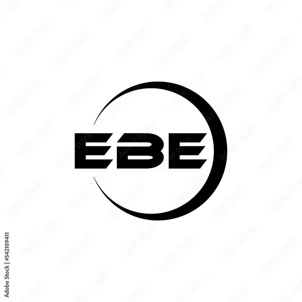 EBE letter logo design with white background in illustrator, cube logo ...