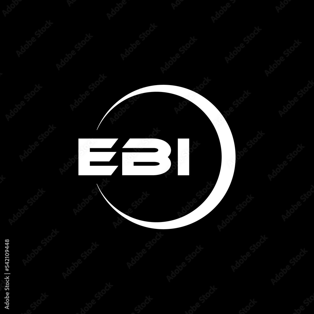EBI letter logo design with black background in illustrator, cube logo ...