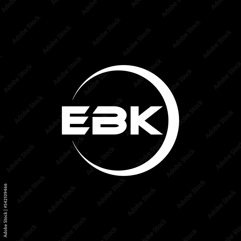 EBK letter logo design with black background in illustrator, cube logo ...