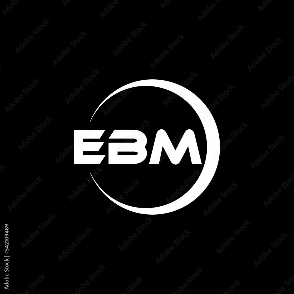 EBM letter logo design with black background in illustrator, cube logo ...
