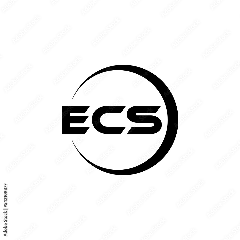 ECS letter logo design with white background in illustrator, cube logo, vector logo, modern ...