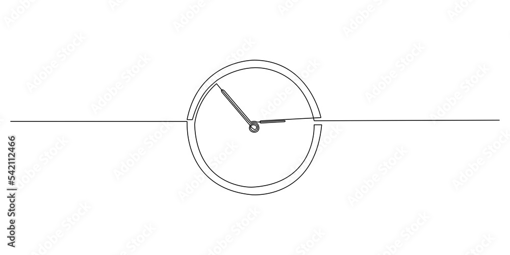 Continuous line drawing of Clock isolate on transparent background ...