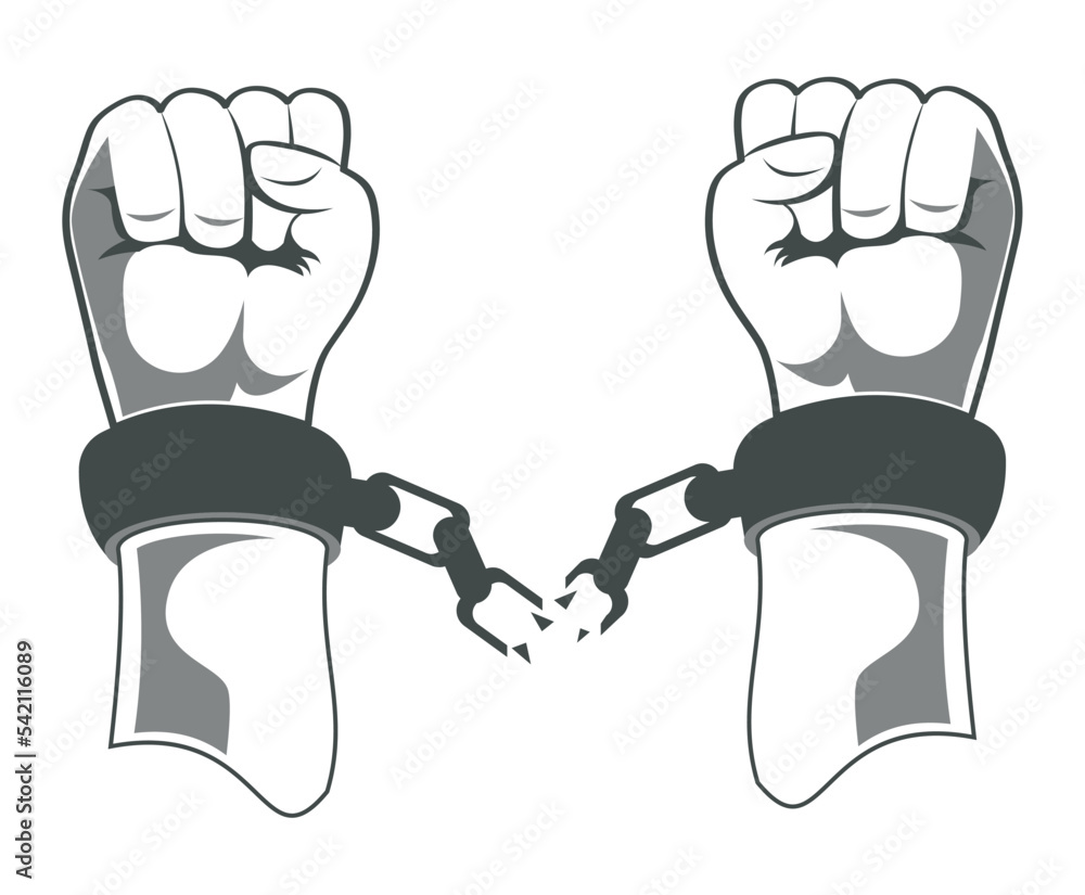 hands breaking chain Stock Vector | Adobe Stock