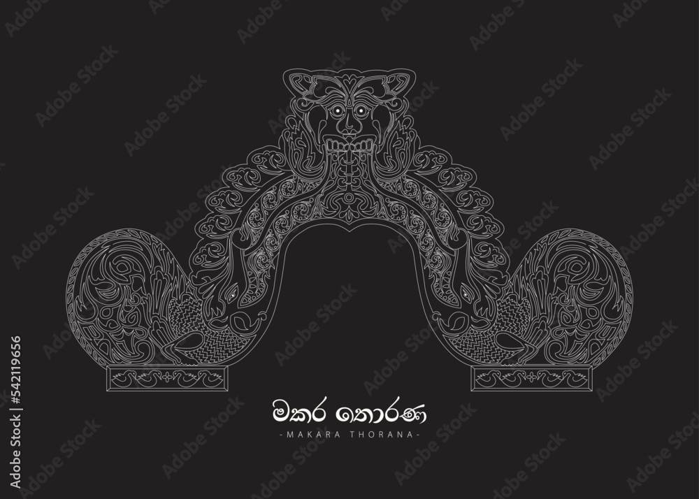 Sri Lankan Traditional Art, Temple Art, Makara Thorana Design Stock ...