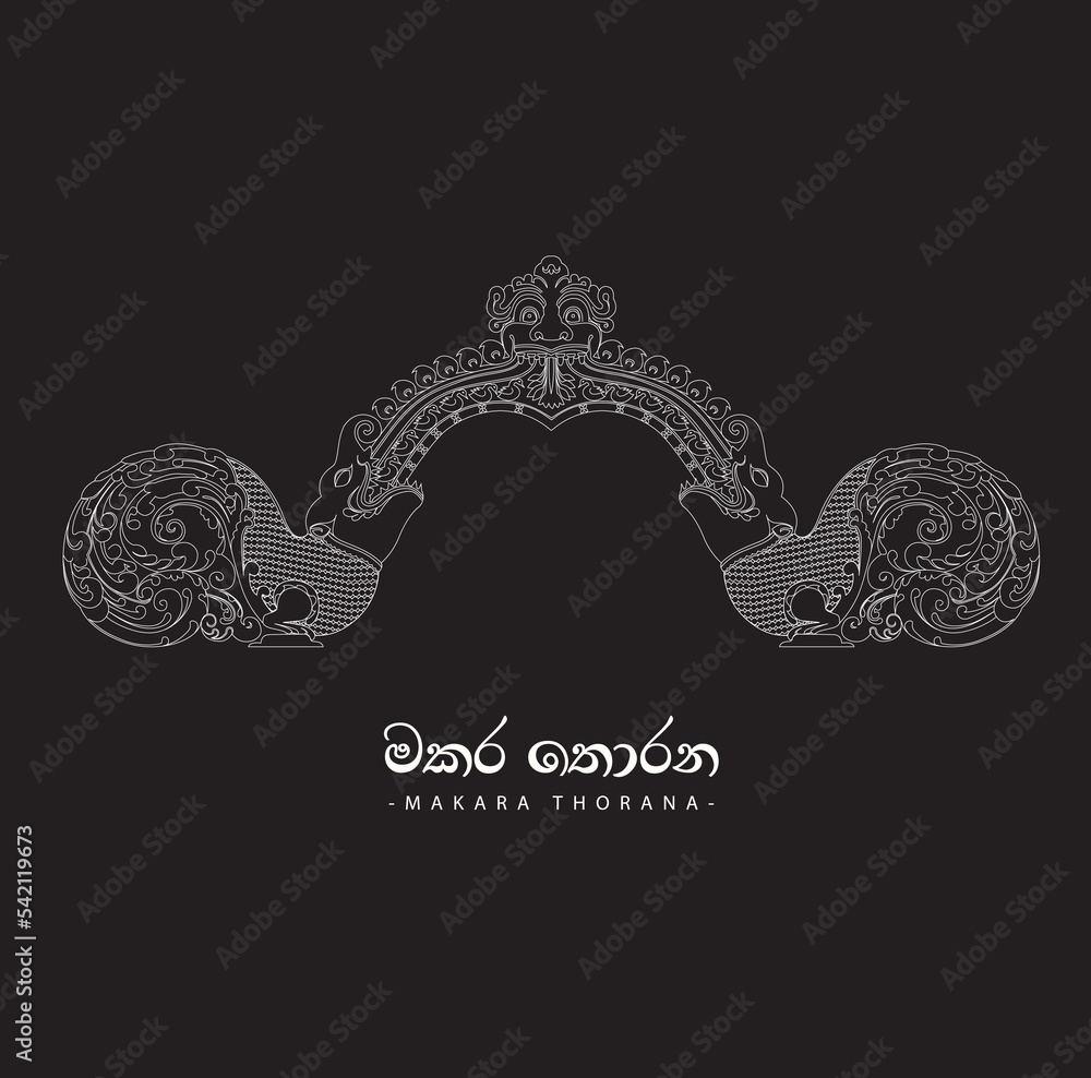Sri Lankan Traditional Art, Temple Art, Makara Thorana Design 素材庫向量圖 | Adobe Stock