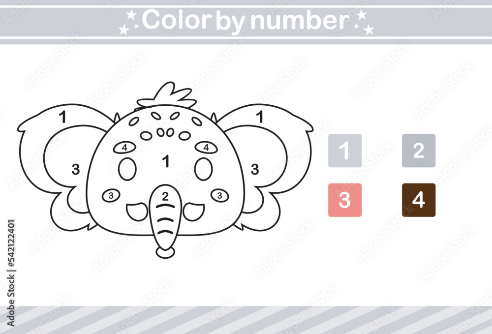 Vecteur Stock color by number of cute animal.Educational game suitable ...