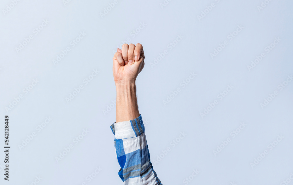 Hand gesturing the letter M in sign language on an isolated background ...