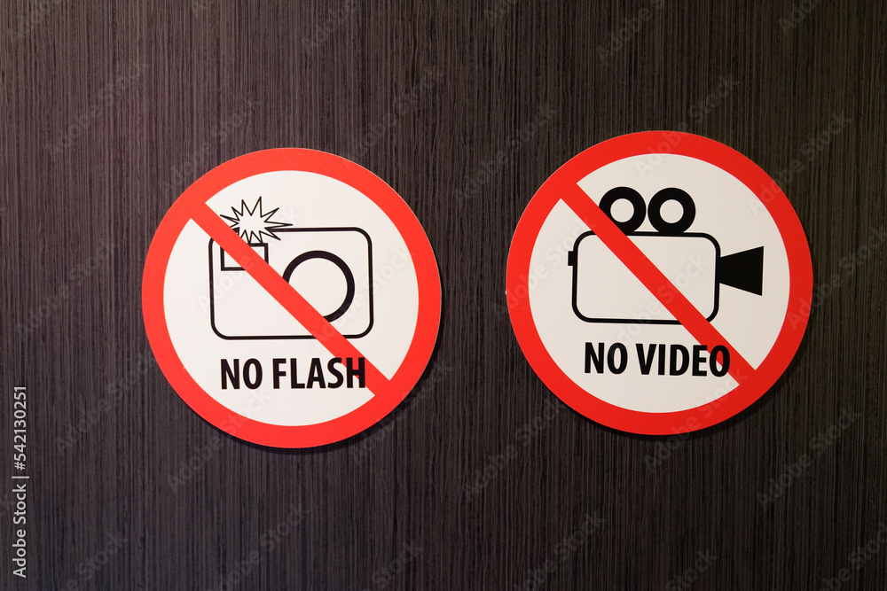 stickers no photographing flash prohibition and no video signs Photo ...