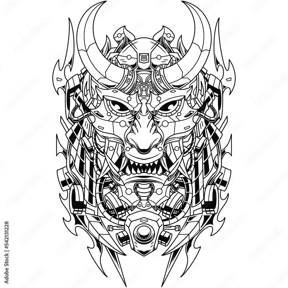 Vector illustration of japanese samurai robot Stock Vector | Adobe Stock