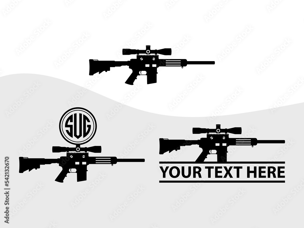 Gun SVG, Gun Monogram, Revolver Silhouette, Gun Silhouettes, Pistol Svg ...