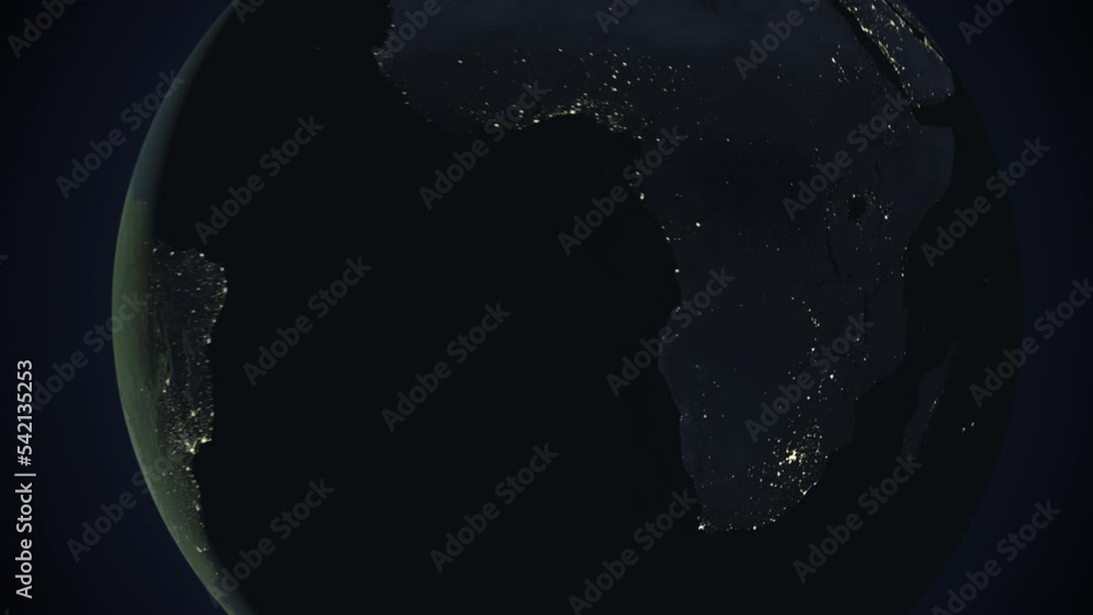 Seamless looping animation of the earth at night zooming in to the 3d ...