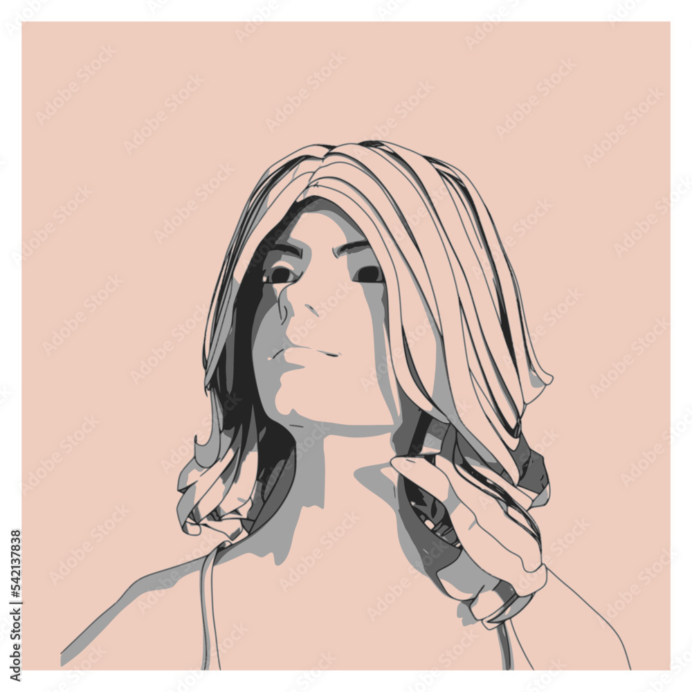 Young woman face half turn view. Elegant silhouette of a female head ...