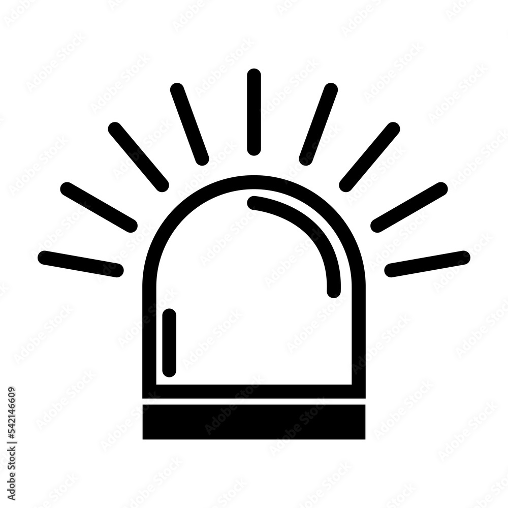 Siren fire alarm sign, signal danger light symbol, ambulance police ...