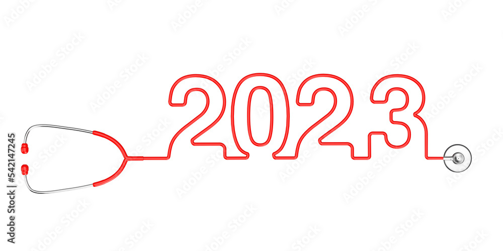 Red Stethoscope Tubing Forming New 2023 Year Sign. 3d Rendering Stock ...