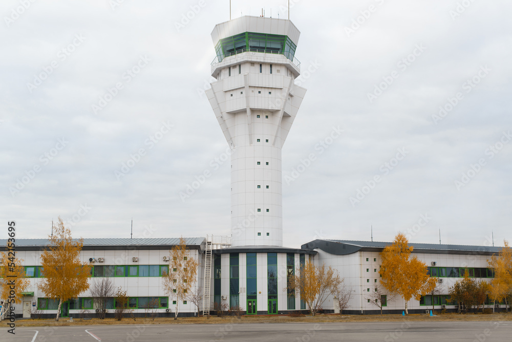 Airport control tower, command center building exterior Stock Photo ...