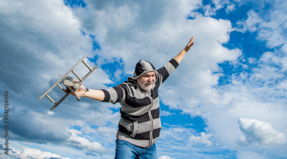 happy retirement. retired pensioner feel free. retired old man outdoor ...