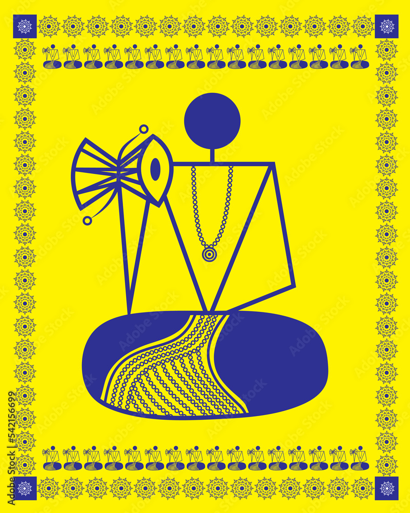 Indian Damru musician warli painting, art, illustration, vector ...