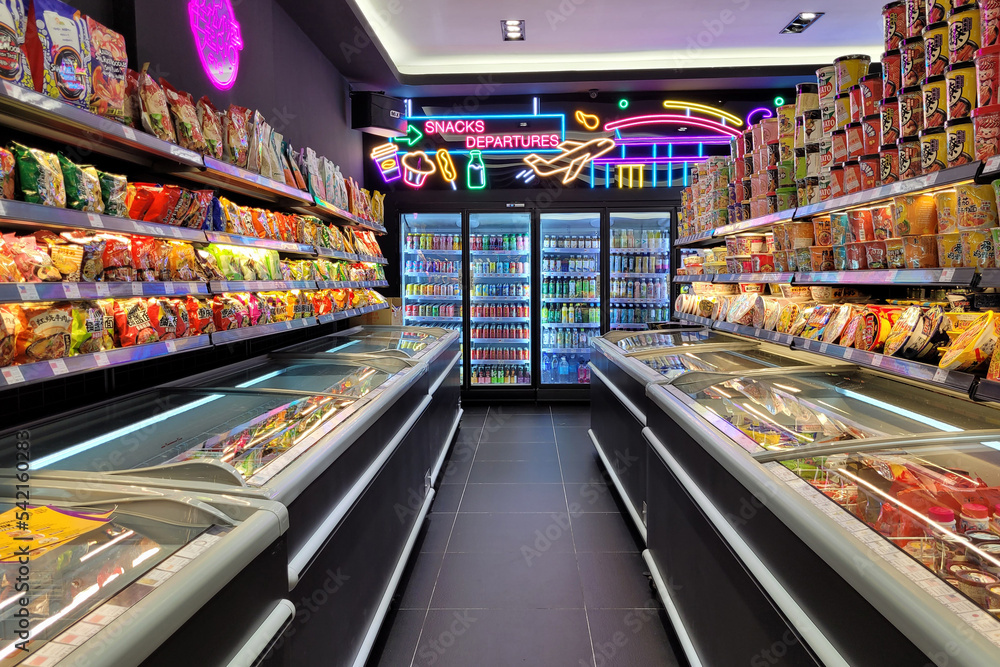 PENANG, MALAYSIA - 22 OCT 2022: Various imported snacks, food and ...