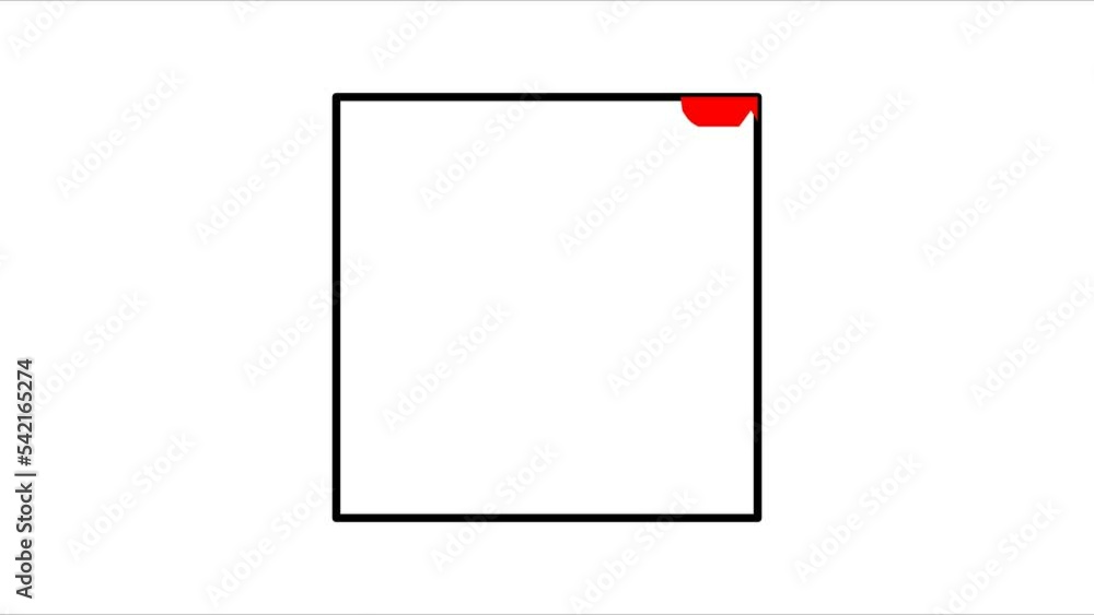 Draw square shape and fill red color automatic animation 4K. kid ...