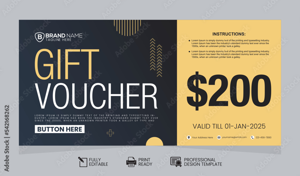Vector Gift Voucher Design Template. Gift Voucher Template Promotion ...