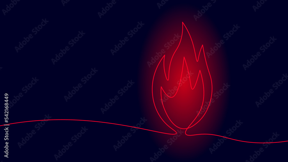 One line fire continuous art. Social media burn news symbol reaction ...