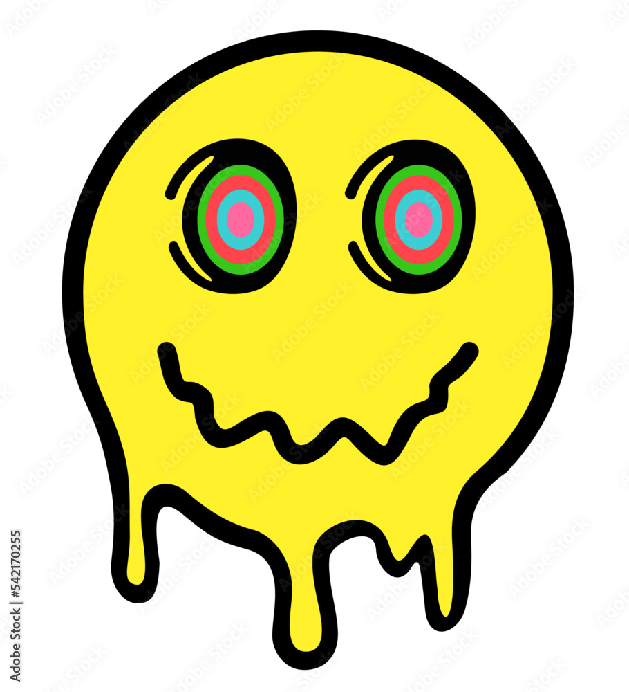 Melting smile. Funny psychedelic surreal techno acid LSD melt smile ...