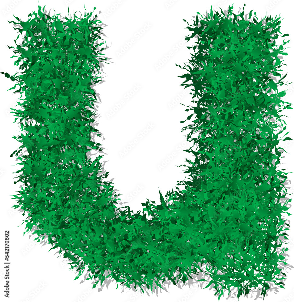 3D realistic green grass typography font text art lowercase Stock ...