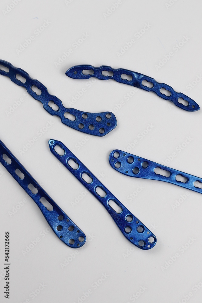 Surgical plates for osteosynthesis in case of bone fractures Stock ...