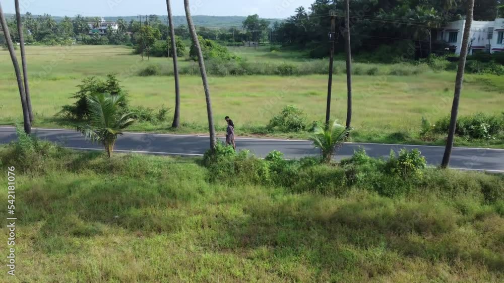 drone shots of Dear Zindagi Raod known as the Parra coconut tree road ...