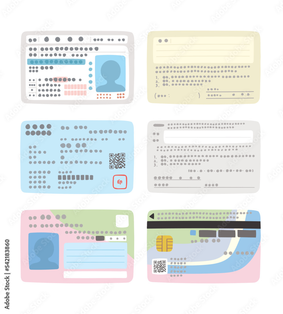 ゆるい手描きの身分証明証セット Stock Vector | Adobe Stock