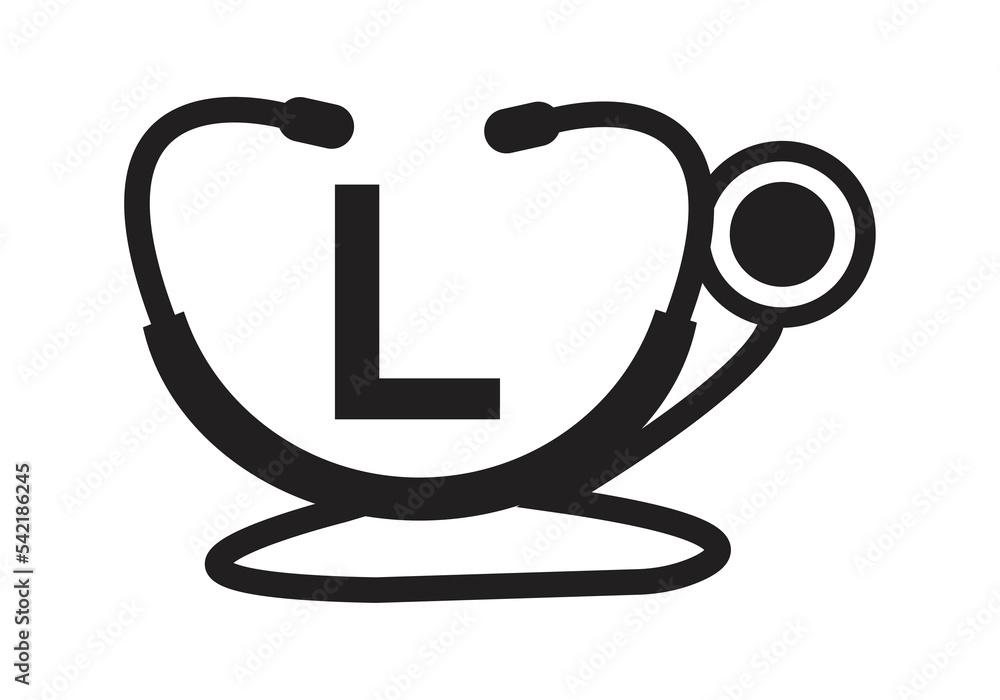 Medical Logo on Letter L Template. Doctors Logo with Stethoscope Sign ...