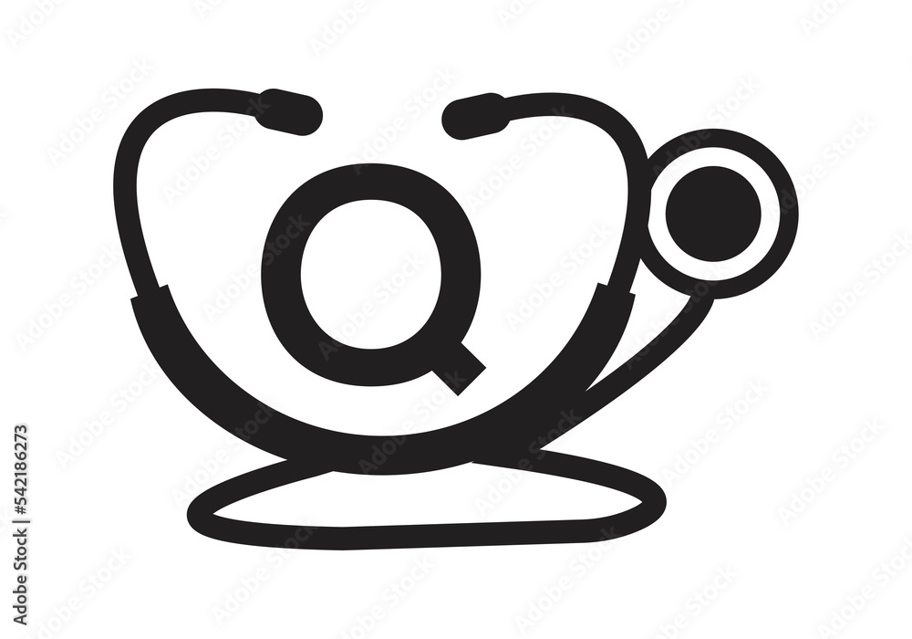 Medical Logo on Letter Q Template. Doctors Logo with Stethoscope Sign ...