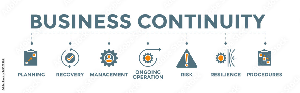 Business continuity plan banner illustration icon for a prevention and ...