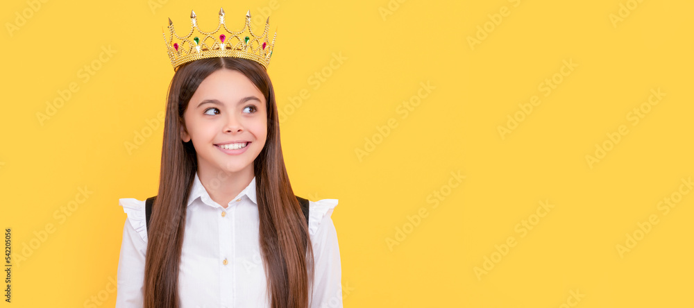 arrogant princess in tiara. proud teen girl smiling. egoistic child ...