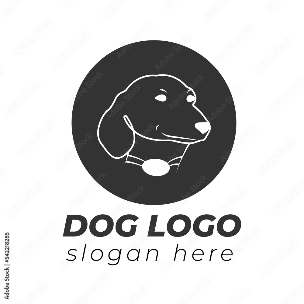 Vector cute line logo with dog for vet and pet shop dachshund logo ...