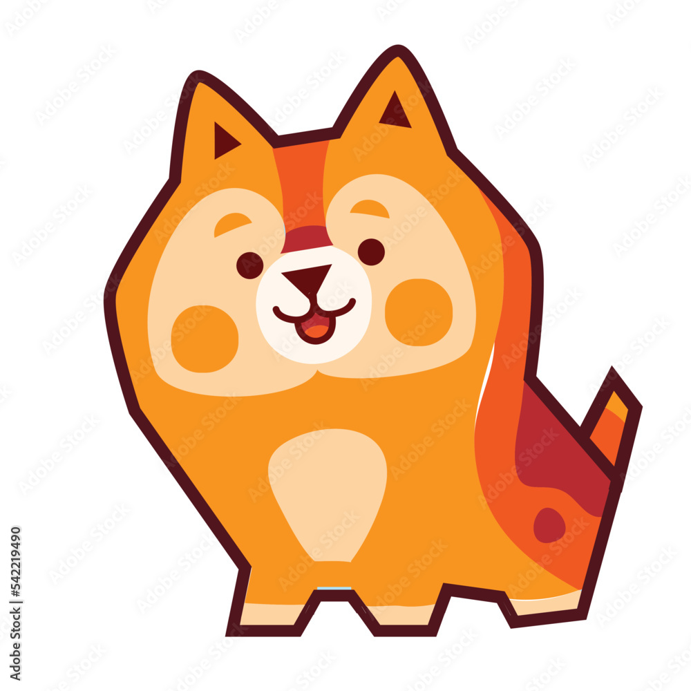 stylized red dog with brown spots, cartoon illustration, isolated ...