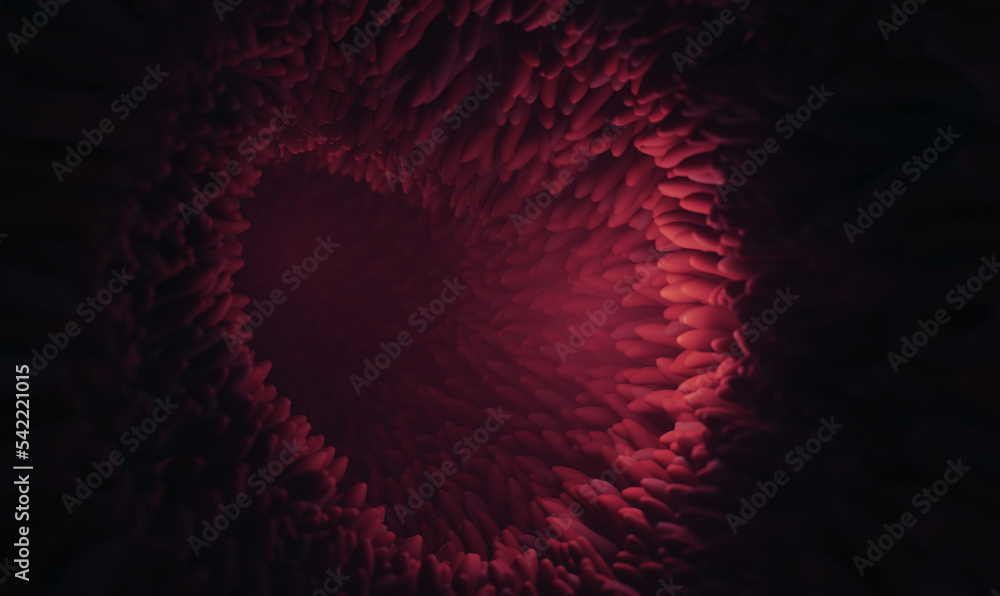Microvilli on surface of digestive system or intestinal tract. 3D ...