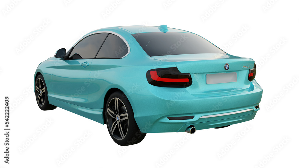 light blue BMW series 2, back view, 3d rendering of PNG transparent car ...