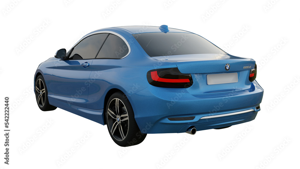 light blue BMW series 2, back view, 3d rendering of PNG transparent car ...