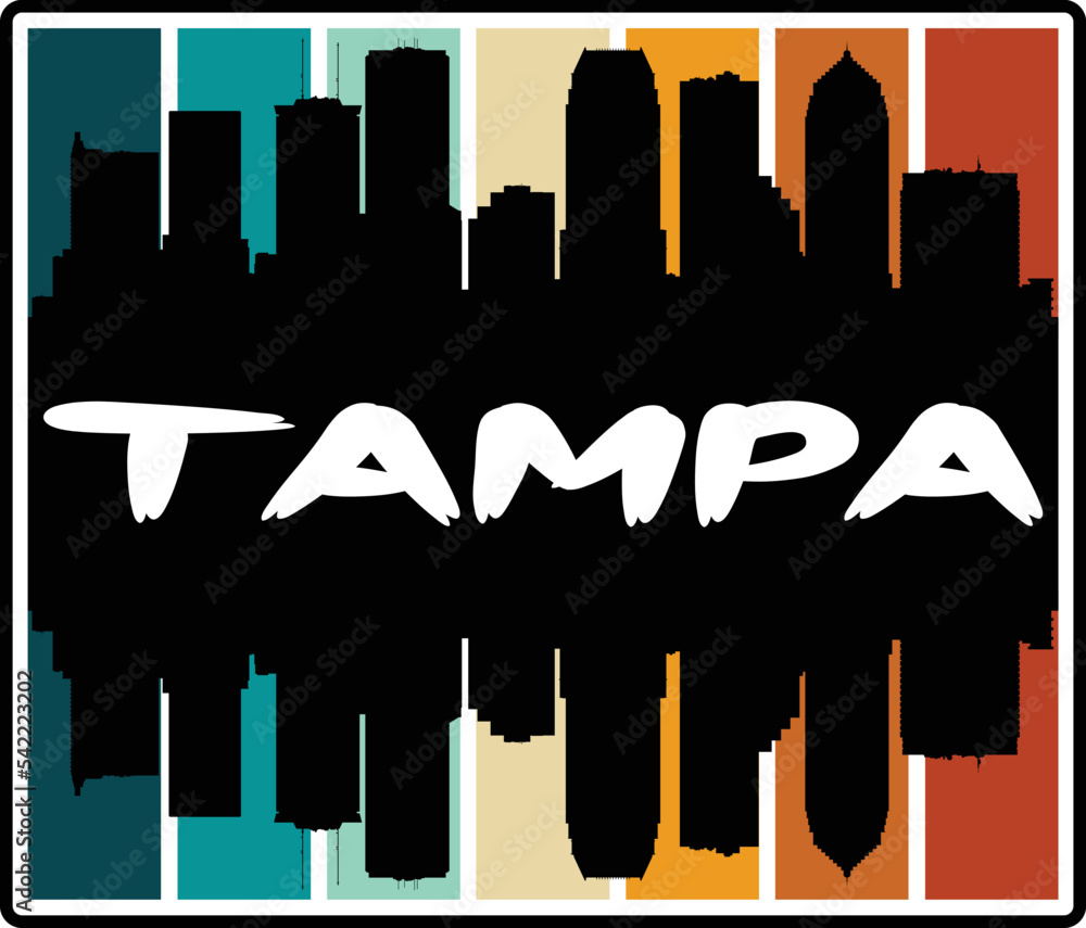 Tampa Florida USA Skyline Sunset Travel Souvenir Sticker Logo Badge ...