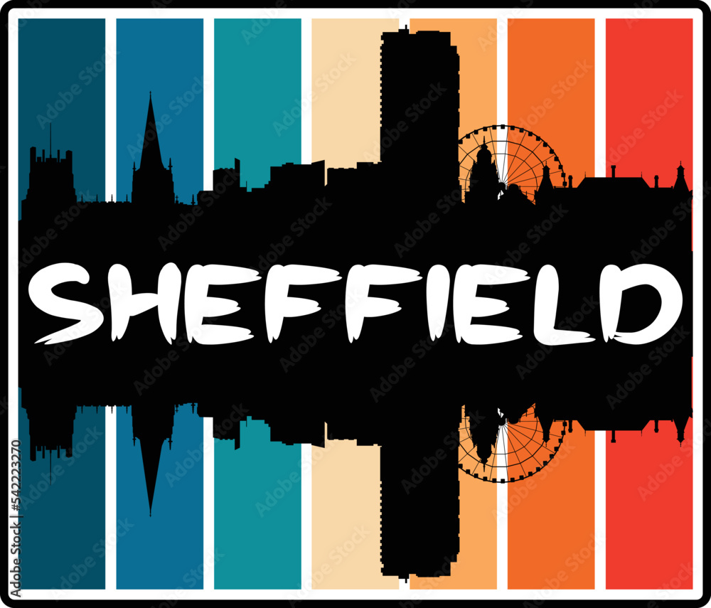 Sheffield England Skyline Sunset Travel Souvenir Sticker Logo Badge ...