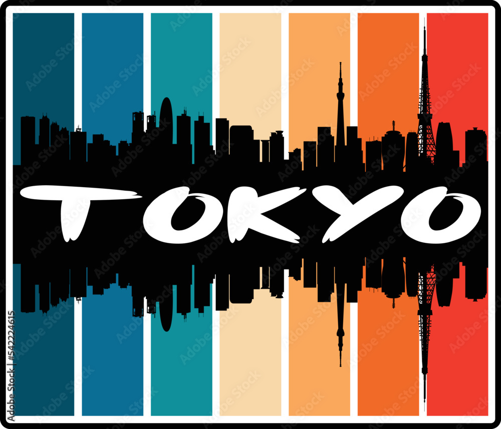 Tokyo Japan Skyline Sunset Travel Souvenir Sticker Logo Badge Stamp ...