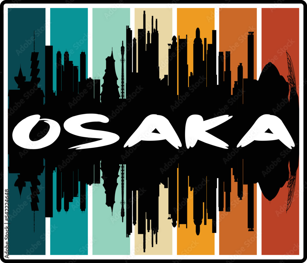 Osaka Japan Skyline Sunset Travel Souvenir Sticker Logo Badge Stamp ...