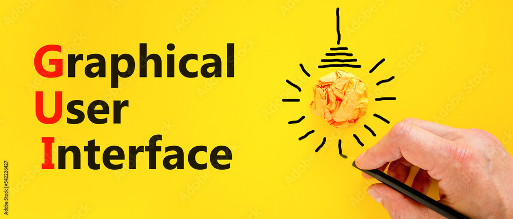 GUI graphical user interface symbol. Concept words GUI graphical user ...