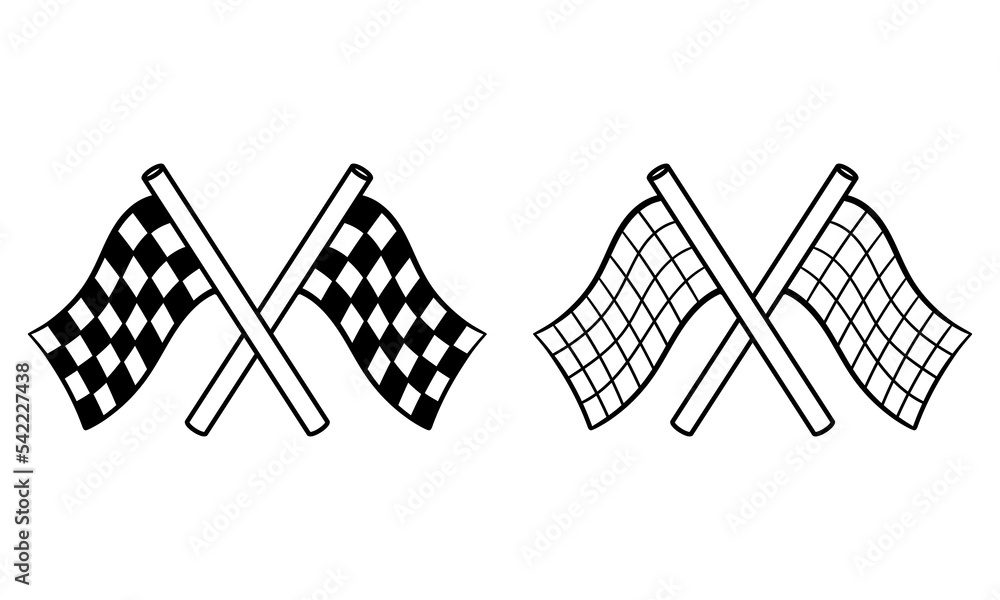 hand drawn racing flag black and white checkered pattern on white ...